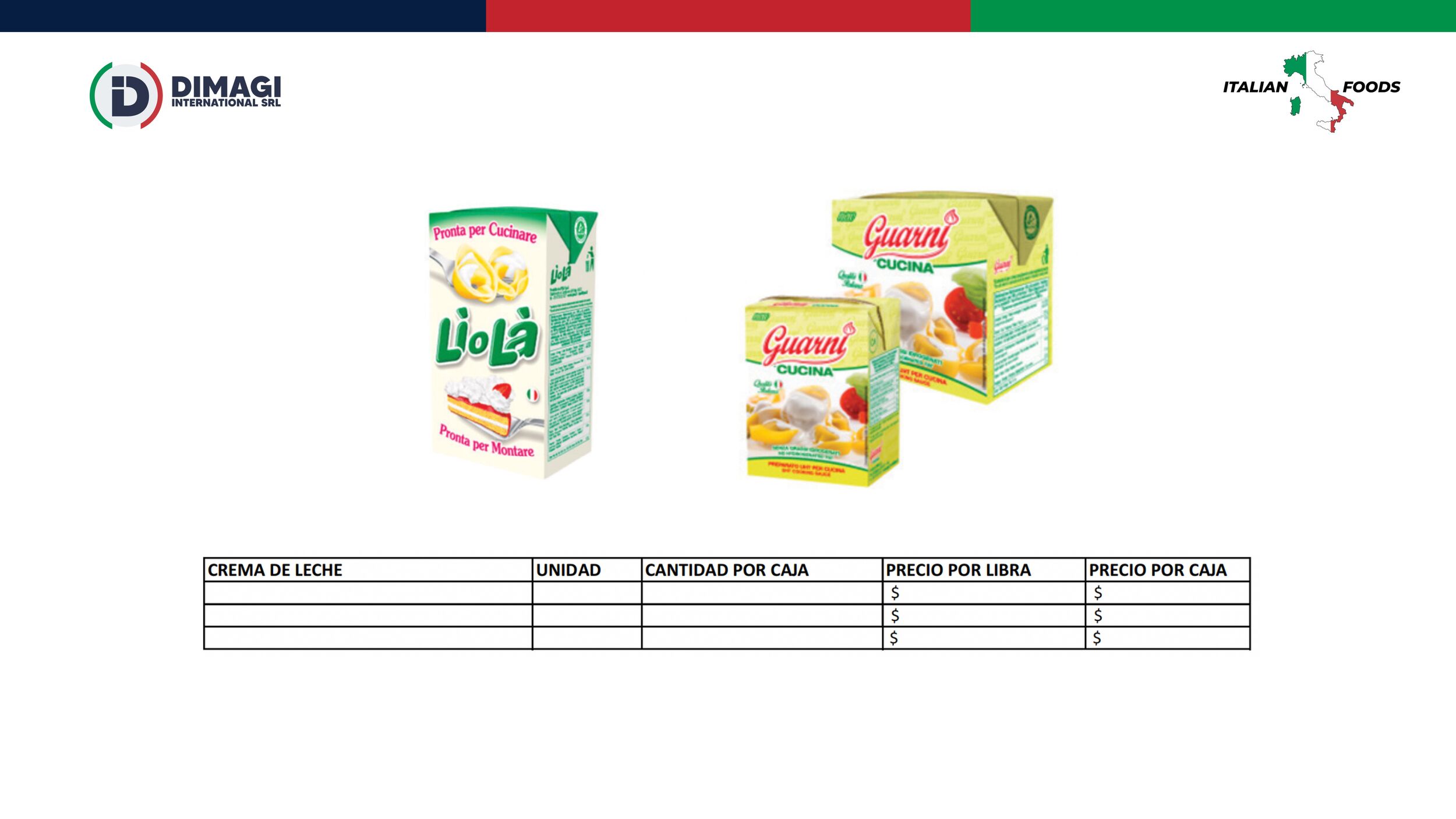 NUESTROS PRODUCTOS – ITALIAN FOODS