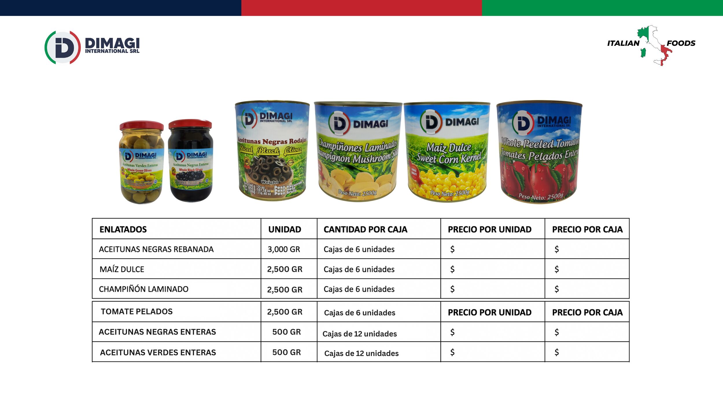 NUESTROS PRODUCTOS – ITALIAN FOODS