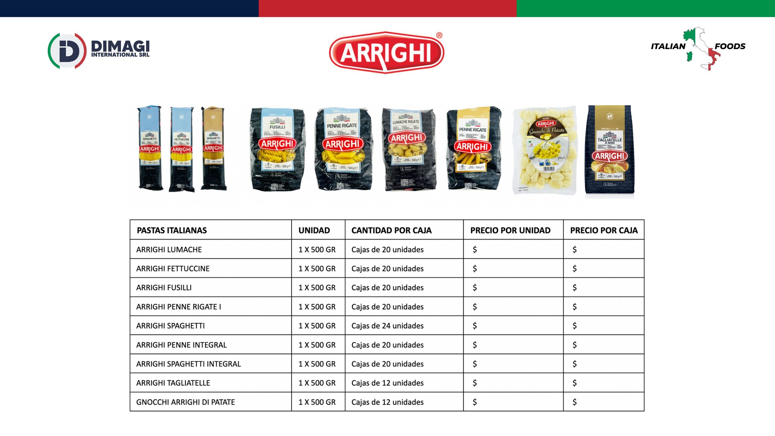 NUESTROS PRODUCTOS – ITALIAN FOODS