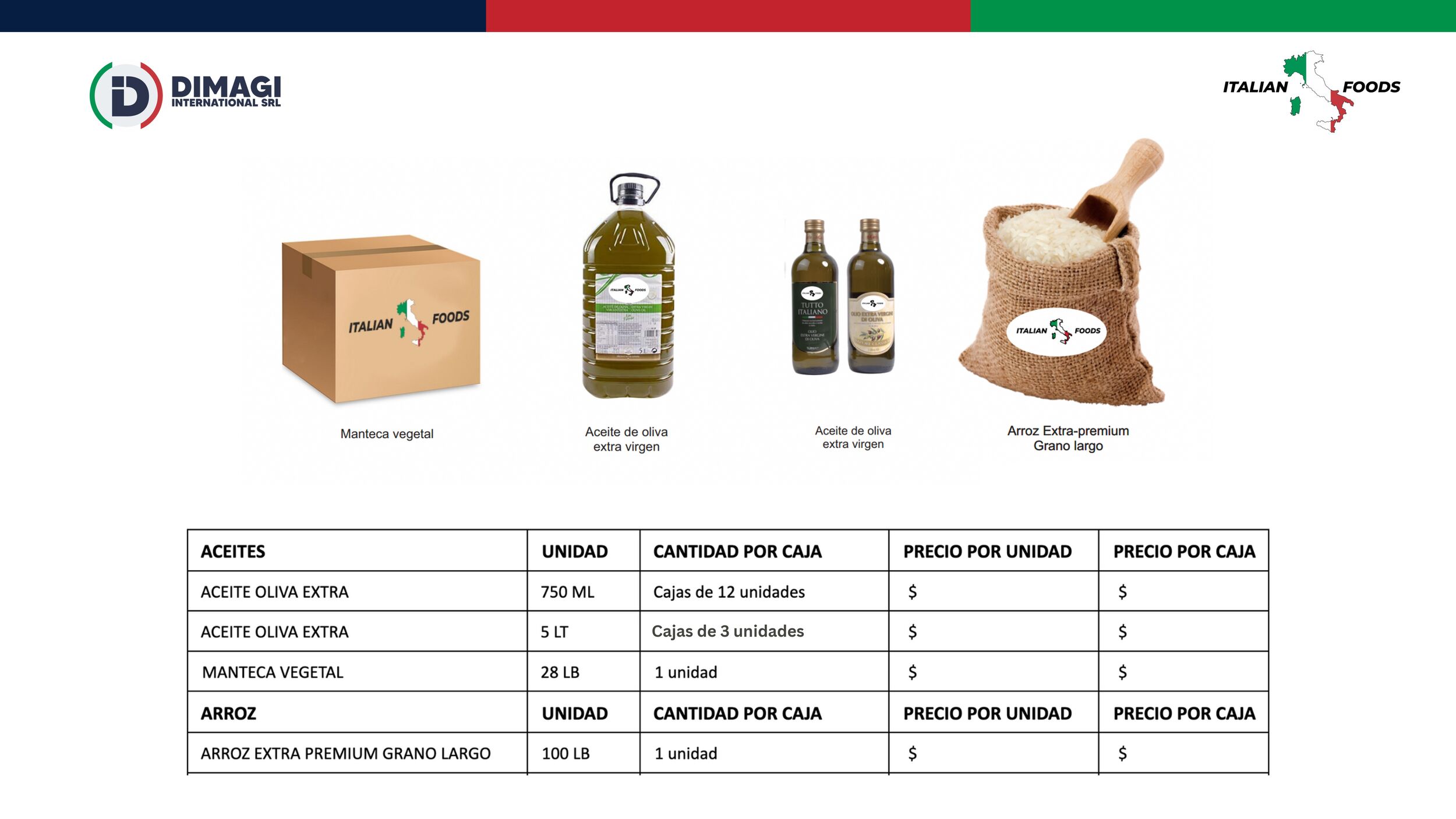 NUESTROS PRODUCTOS – ITALIAN FOODS