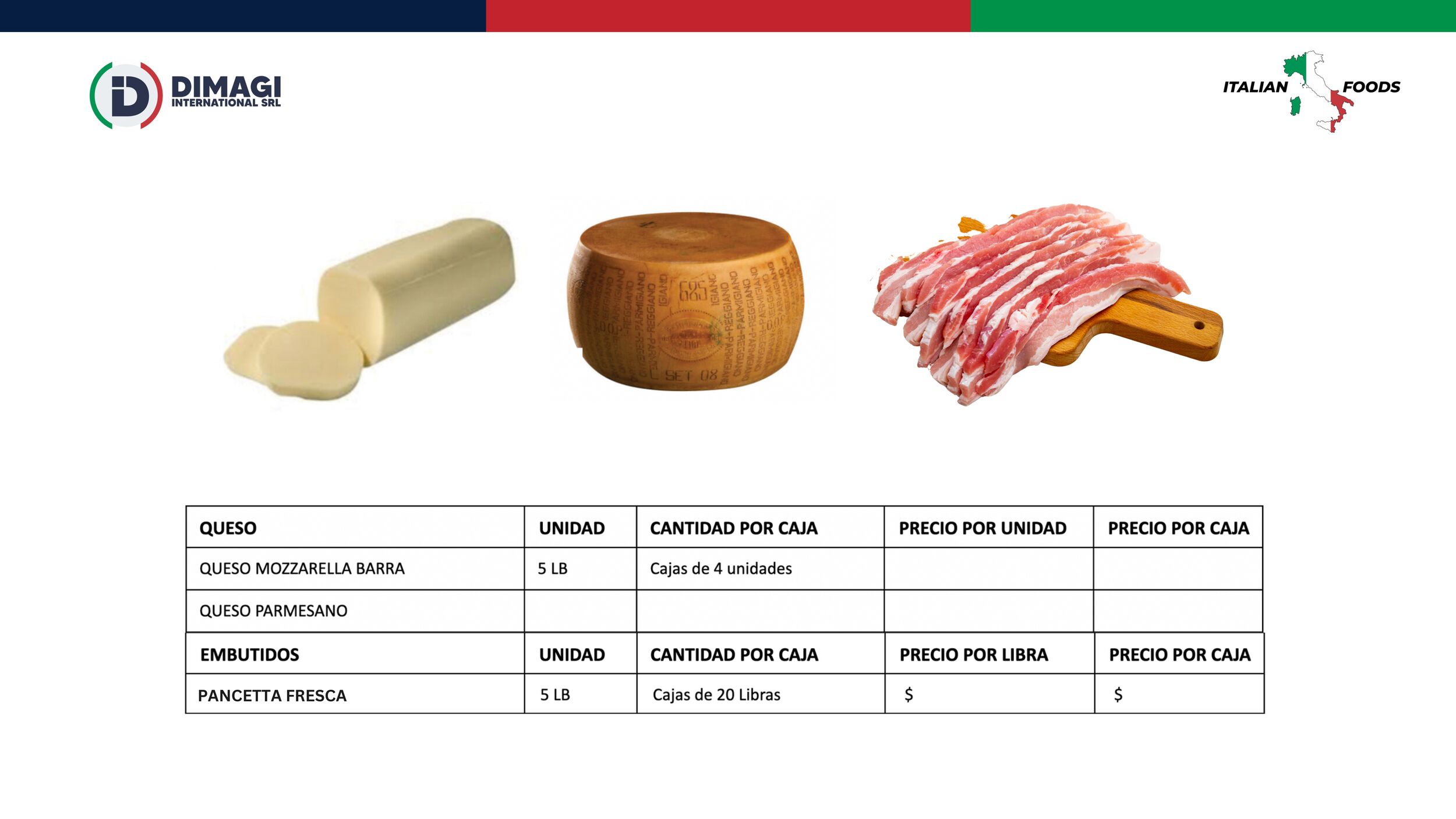 NUESTROS PRODUCTOS – ITALIAN FOODS